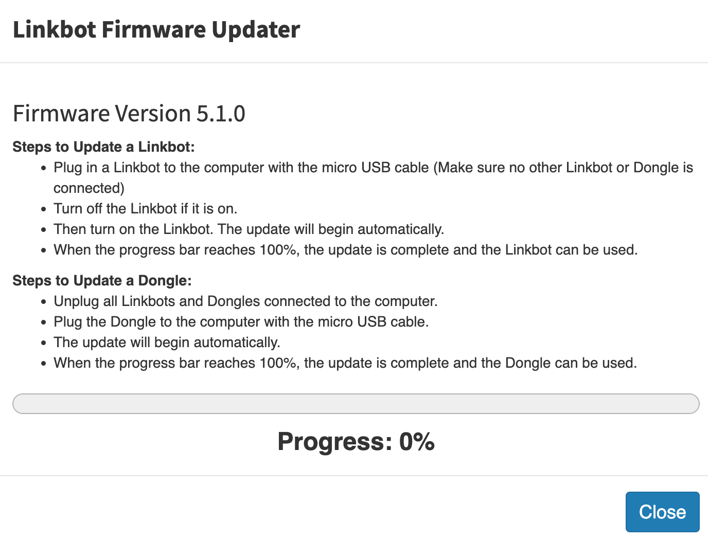Connect a Hardware Linkbot and Update Firmware (Windows/Mac)
