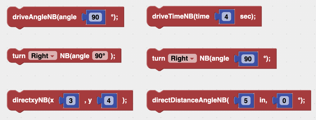Move Multiple Robots at Same Time [driveDistanceNB(), turnLeftNB ...